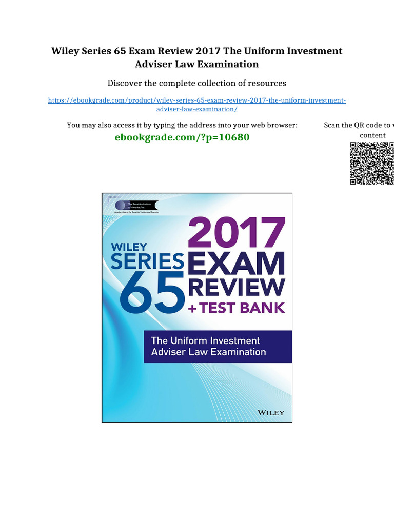 WILEY SERIES 65 EXAM REVIEW 2017 The Uniform Investment Adviser Law ...