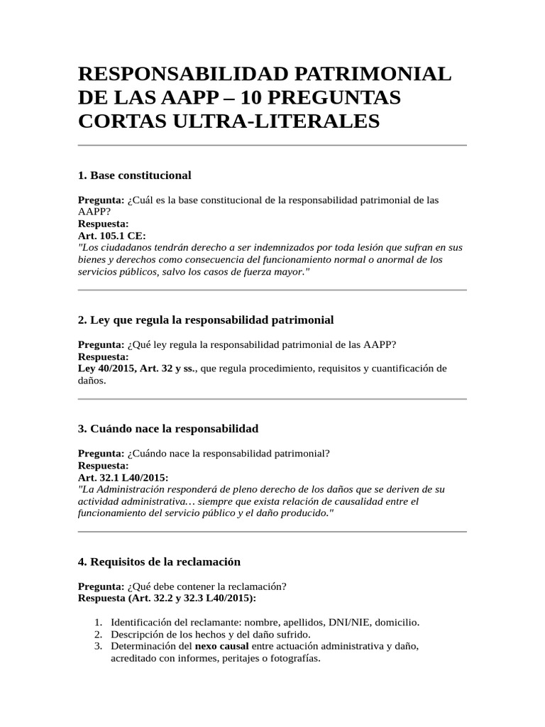 Responsabilidad Patrimonial de Las Aapp | PDF | Daños y perjuicios