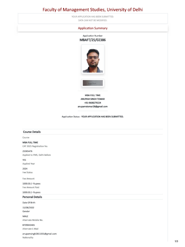 FMS Application Form | PDF