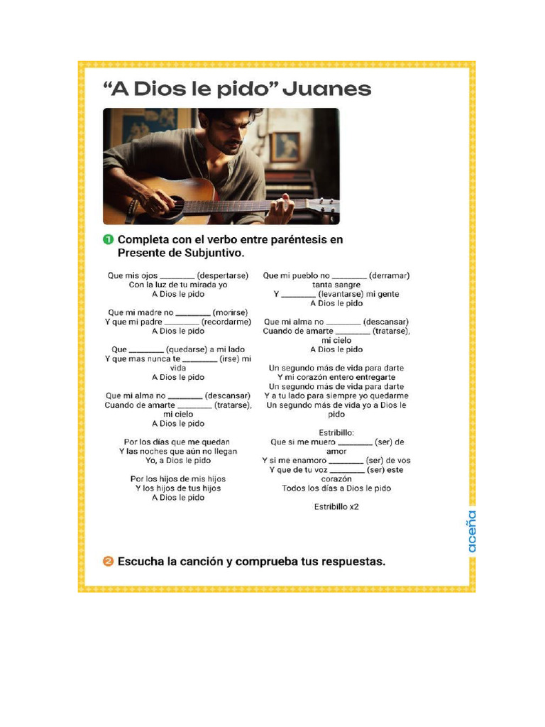 A Dios Le Pido. Subjuntivo Presente | PDF