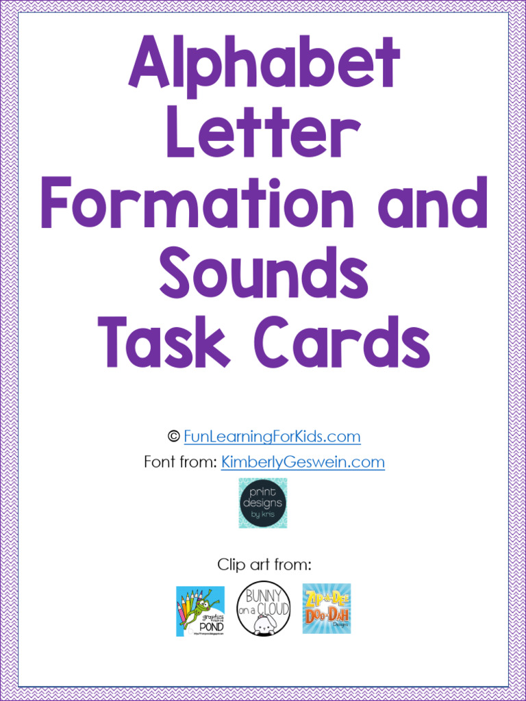 Alphabet Letters and Sounds Task Cards | PDF