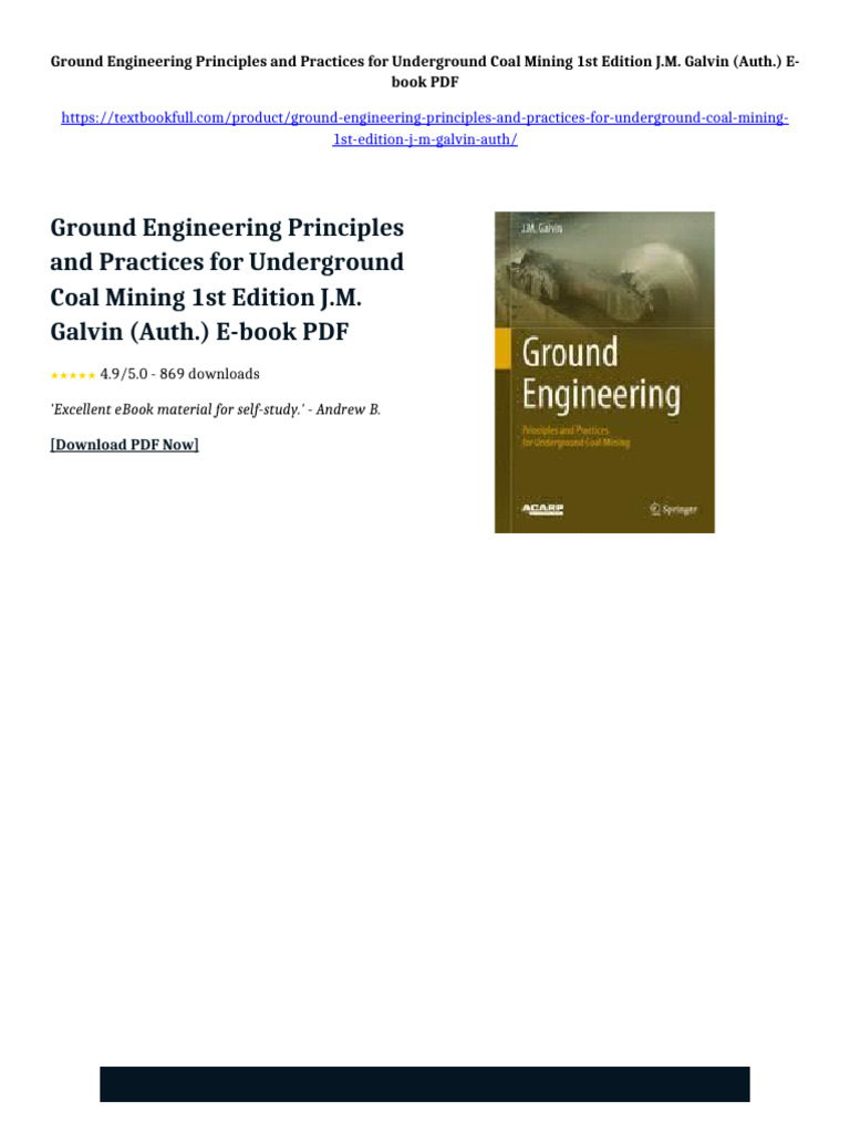 Ground Engineering Principles and Practices for Underground Coal Mining ...