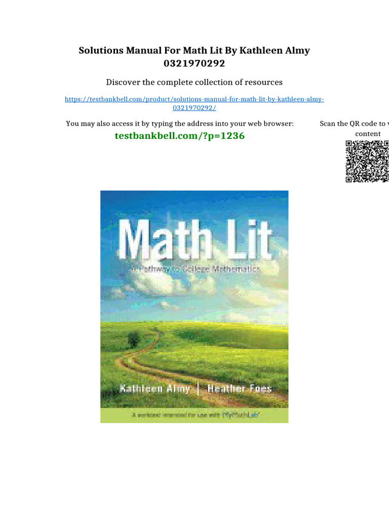 Solutions Manual for Math Lit by Kathleen Almy 0321970292 digital ...