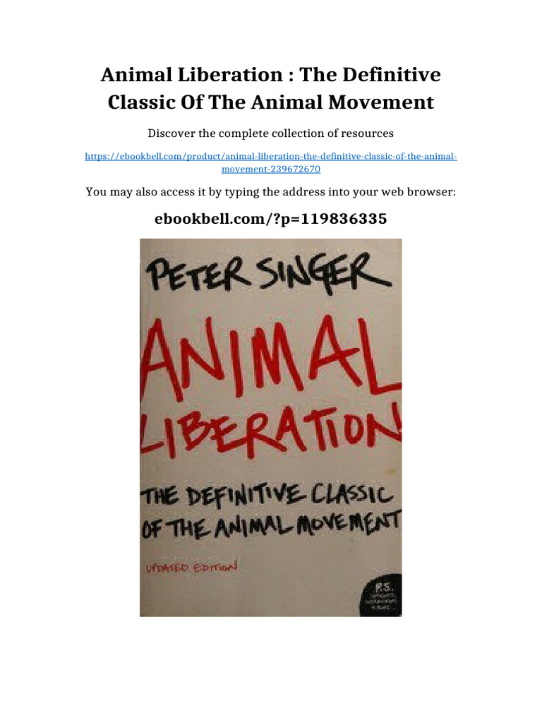 Animal liberation : the definitive classic of the animal movement Ready ...