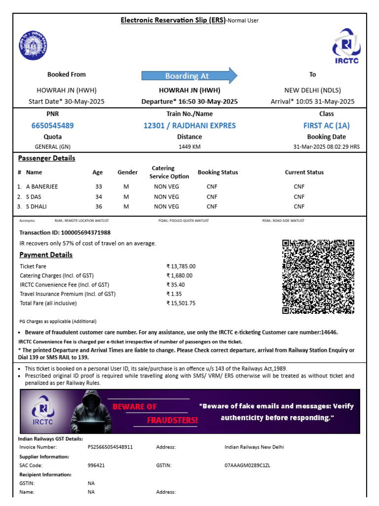 Ticket Hwh Ndls | PDF | Identity Document