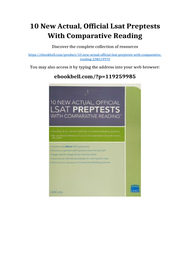 10 new actual, official LSAT preptests with comparative reading online ...