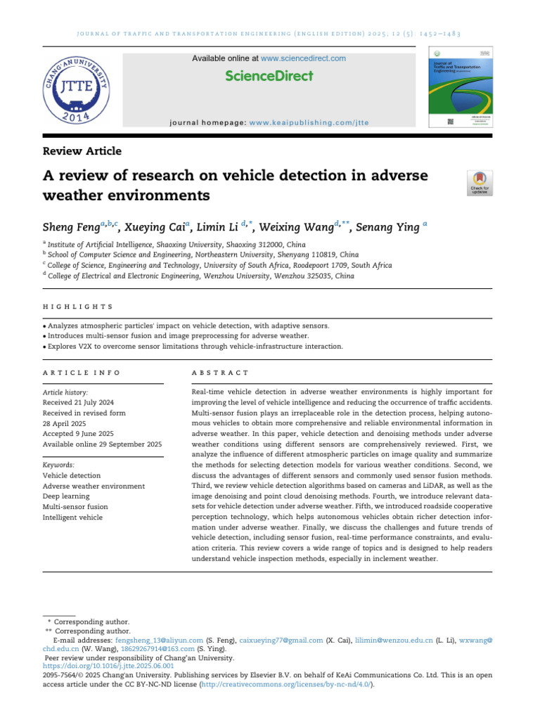 A Review of Research on Vehicle Detection in Adverse Weather ...