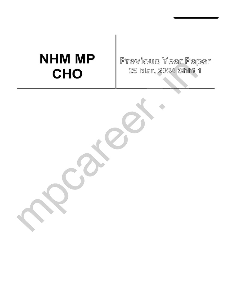 NHM MP CHO Official Paper Held on 29 Mar 2024 Shift 1 (2) | PDF