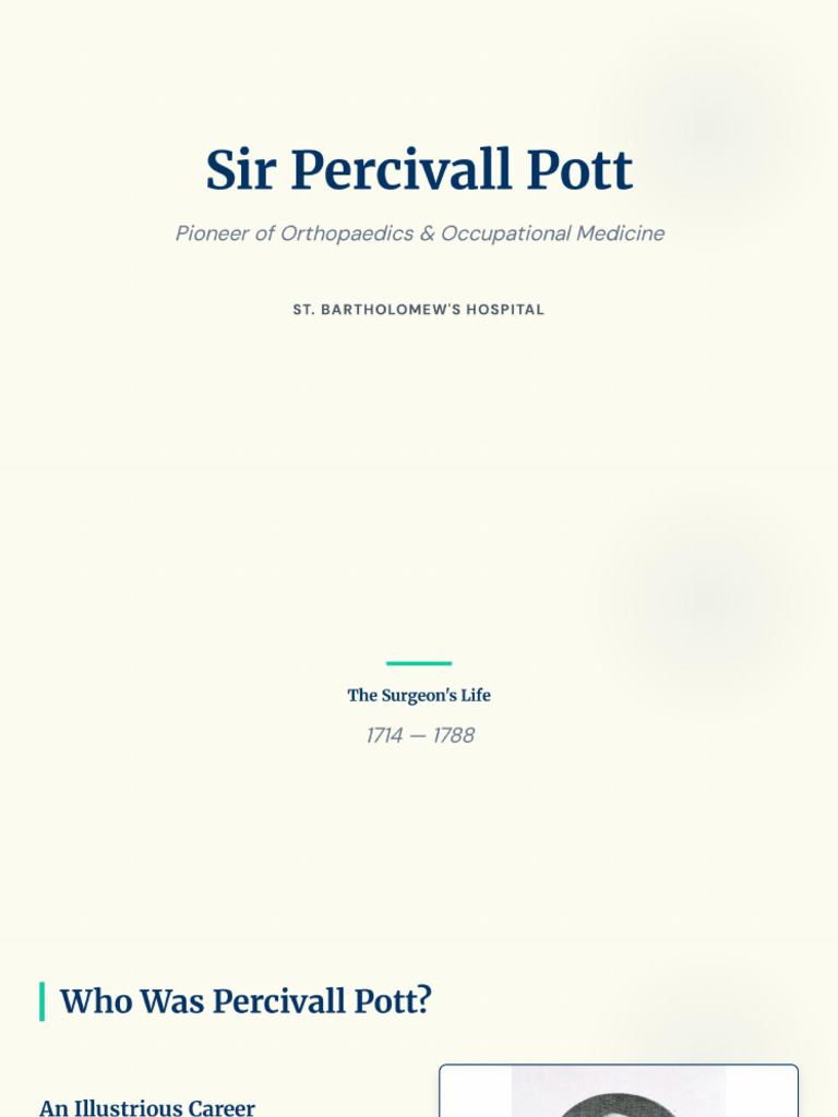 Sir Percivall Pott - Pioneer of Surgery | PDF