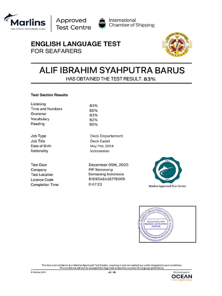Marlin Tes Barus - Certificate for Prints | PDF
