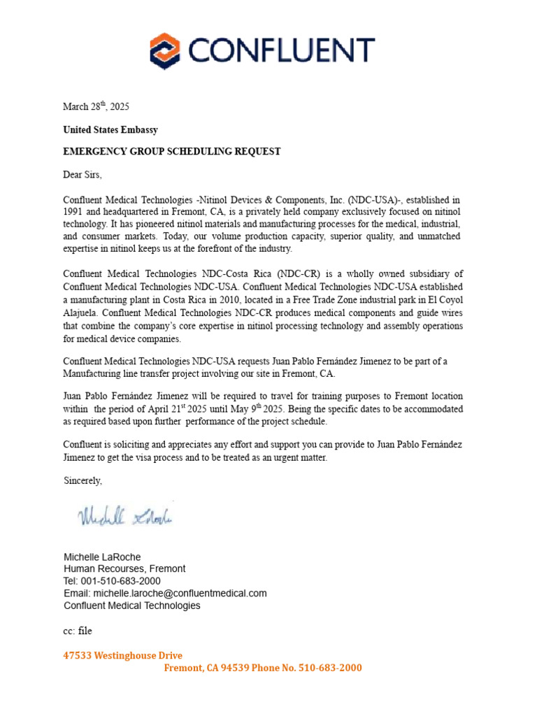 US Emergency Letter - Juan Pablo Fernández Jimenez 2025 | PDF