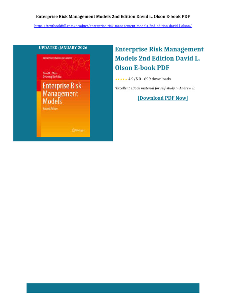 Enterprise Risk Management Models 2nd Edition David L. Olson Ebook ...