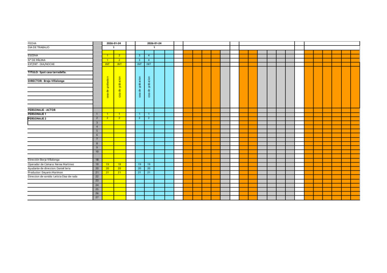 R2 H1 Plan de Rodaje Grupo .Xlsx - PLAN de RODAJE | PDF