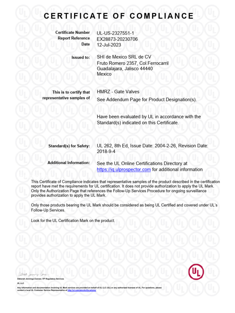 Sigma Flow Certifiate Ul-Shi | PDF