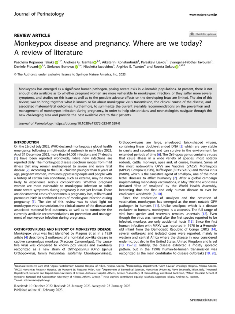 Monkeypox disease and pregnancy. Where are we today_ A review of ...