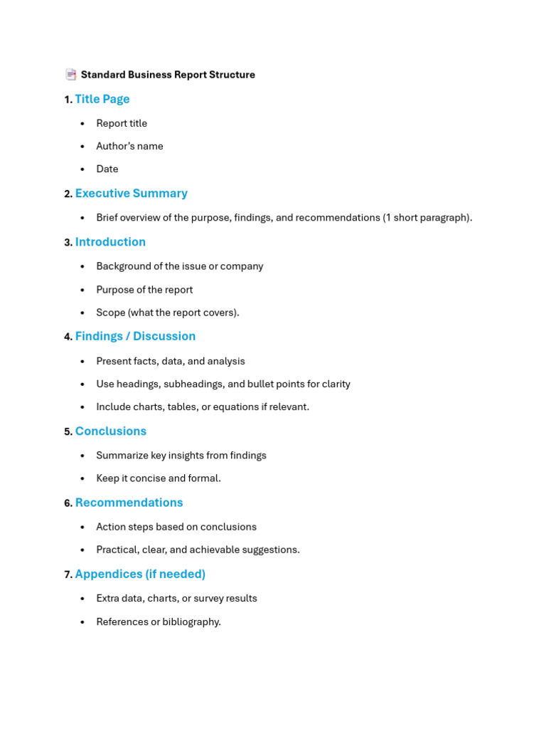 Business Report Structure | PDF