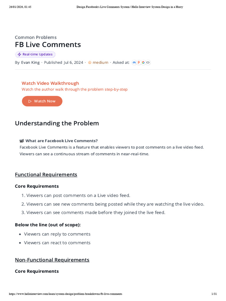 Design Facebook's Live Comments System _ Hello Interview System Design ...