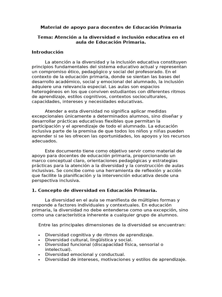 Material de apoyo para docentes de Educación Primaria. | PDF ...