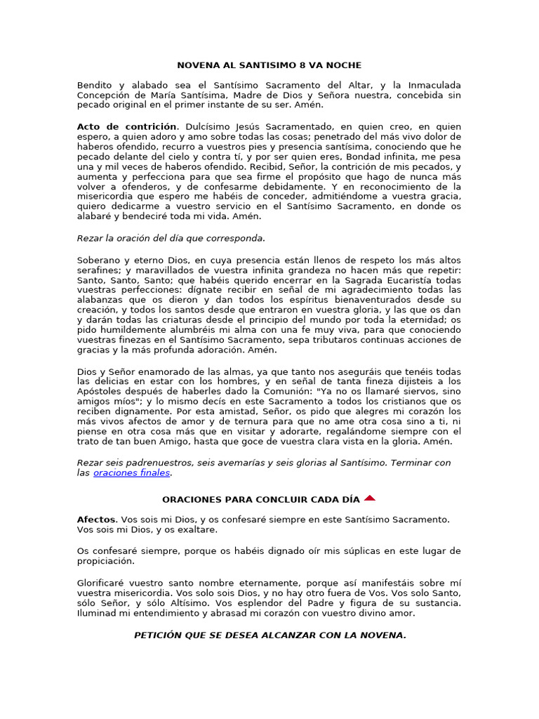 Novena Al Santisimo 8 Va Noche | PDF | eucaristía | Oración