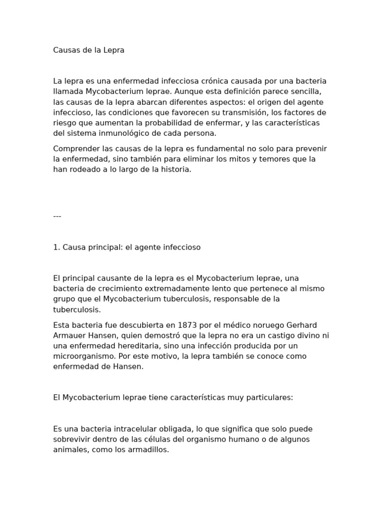 Causas de La Lepra | PDF | Lepra | Infección