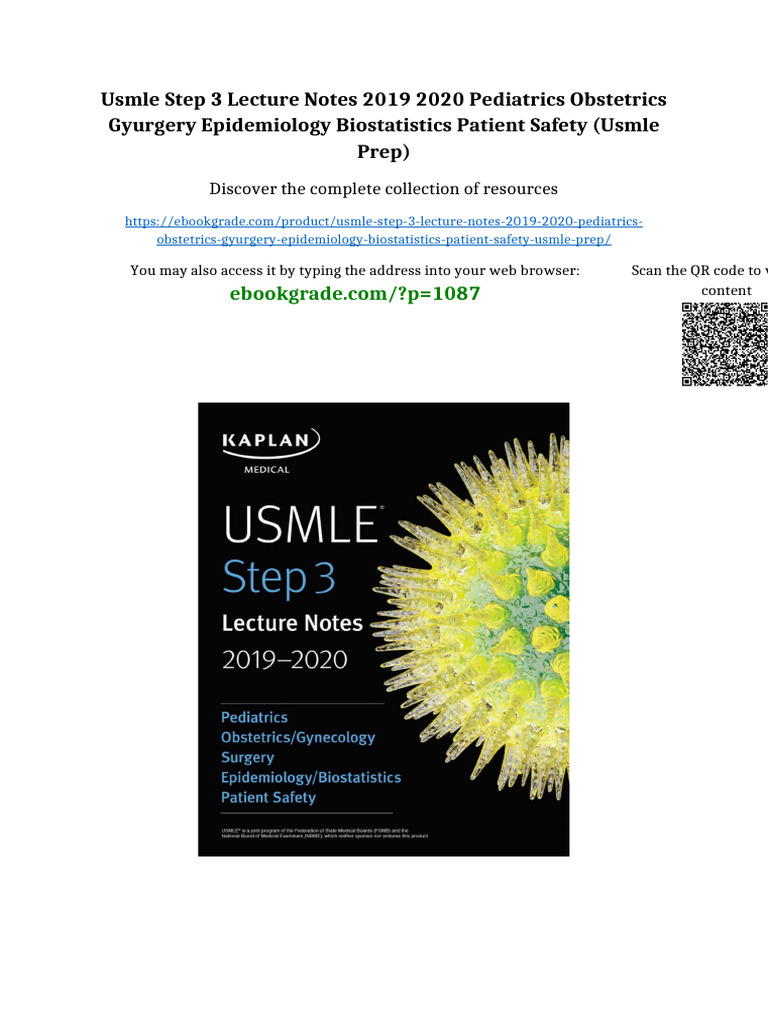 USMLE Step 3 Lecture Notes 2019 2020 Pediatrics Obstetrics Gyurgery ...