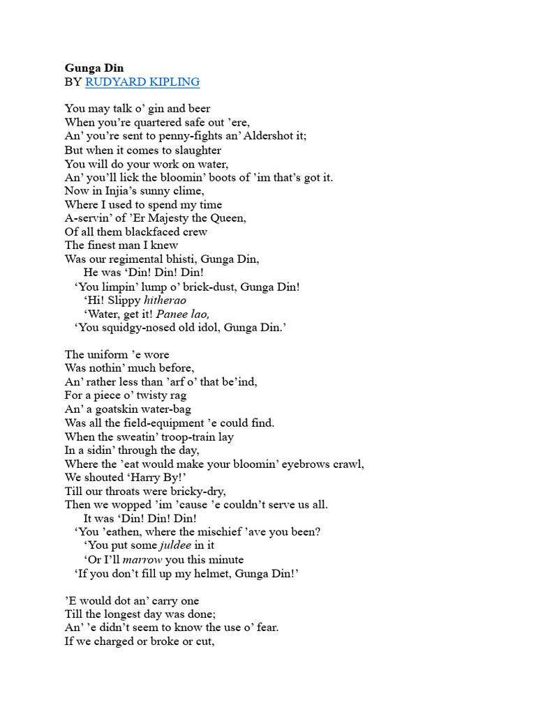Gunga Din Poem | PDF
