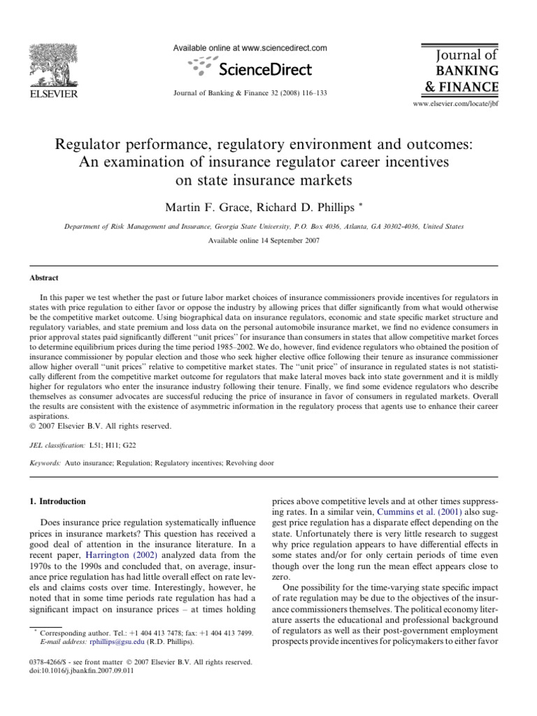 Regulator Performance, Regulatory Environment and Outcomes: An ...