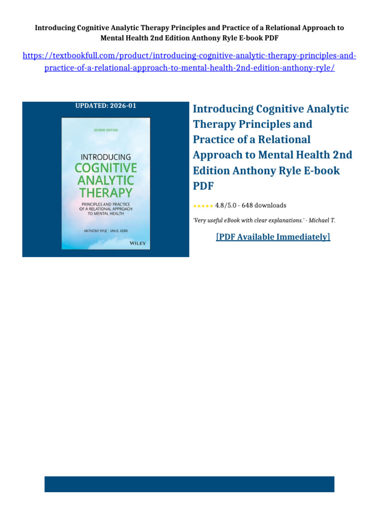 Introducing Cognitive Analytic Therapy Principles and Practice of a ...