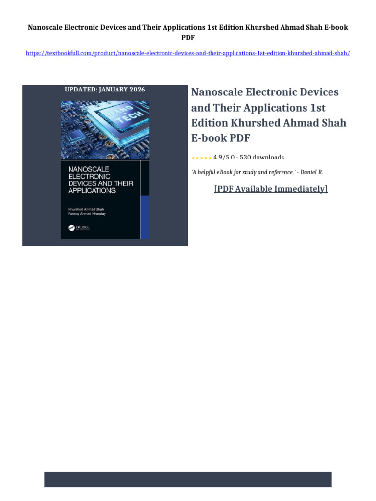 Nanoscale Electronic Devices and Their Applications 1st Edition ...