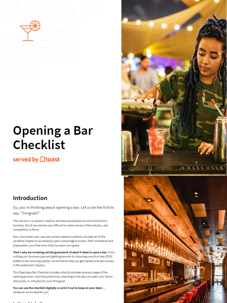 Opening A Bar Checklist | PDF | Business | Loans
