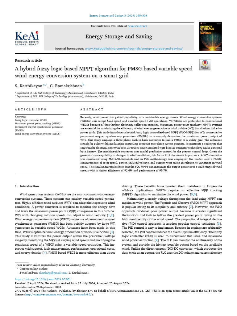 A Hybrid Fuzzy Logic-based MPPT Algorithm for PMSG-based Variable Speed ...