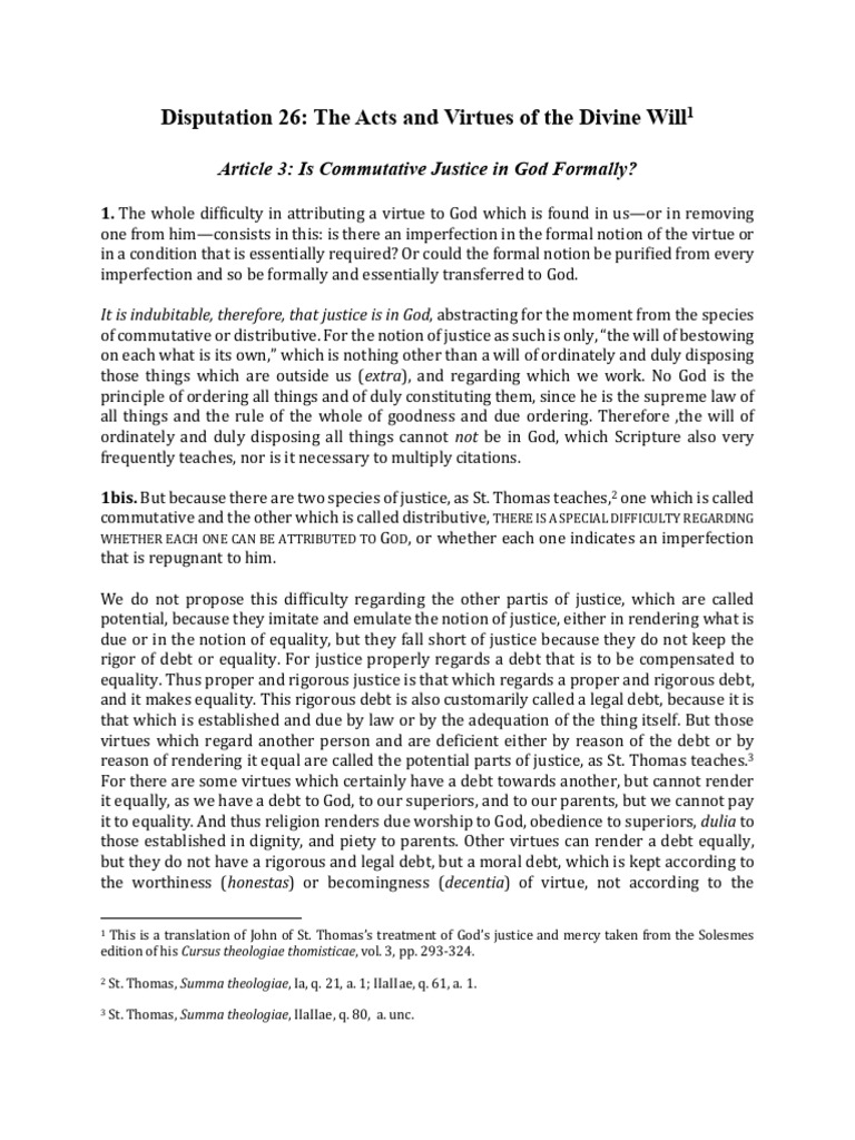 John of ST Thomas On Gods Justice and Me | PDF | Thomas Aquinas | Justice