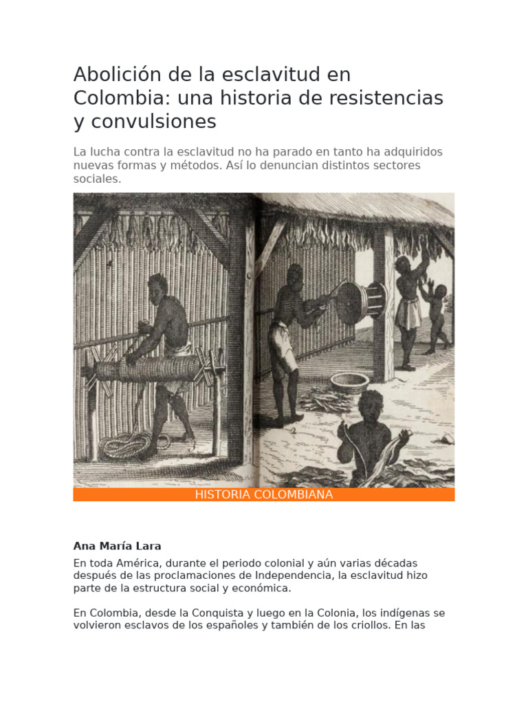 Abolición de La Esclavitud en Colombia | PDF | Esclavitud | Abolicionismo