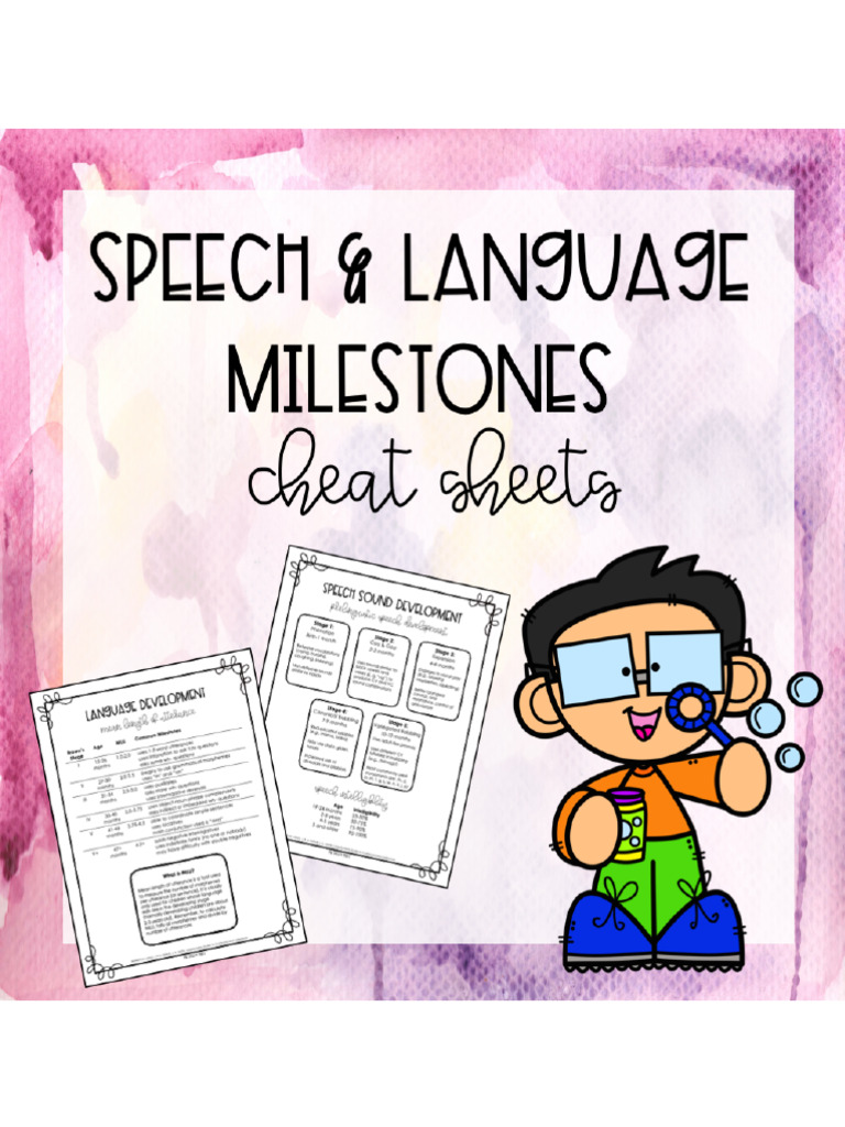 Speech & Language Milestones Cheat Sheet | PDF | Consonant | Word