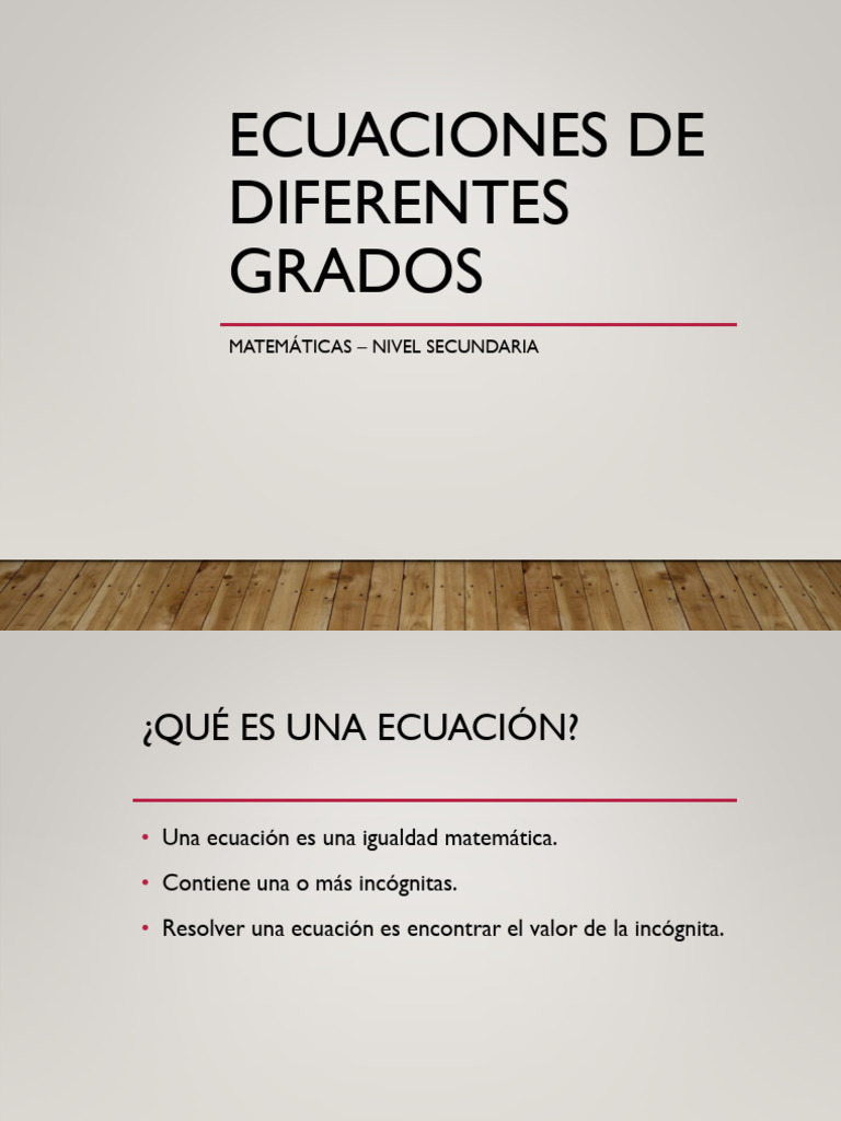 Ecuaciones - Diferentes - Grados 1ro 2do y 3ro | PDF