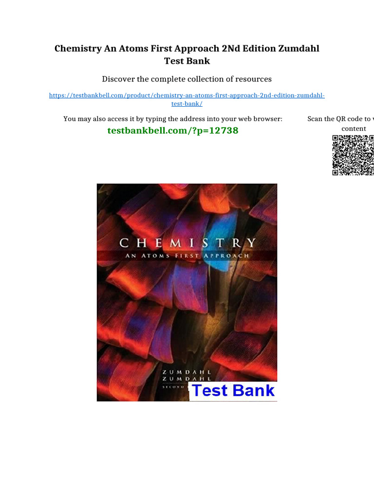 Chemistry An Atoms First Approach 2nd Edition Zumdahl Test Bank Full ...