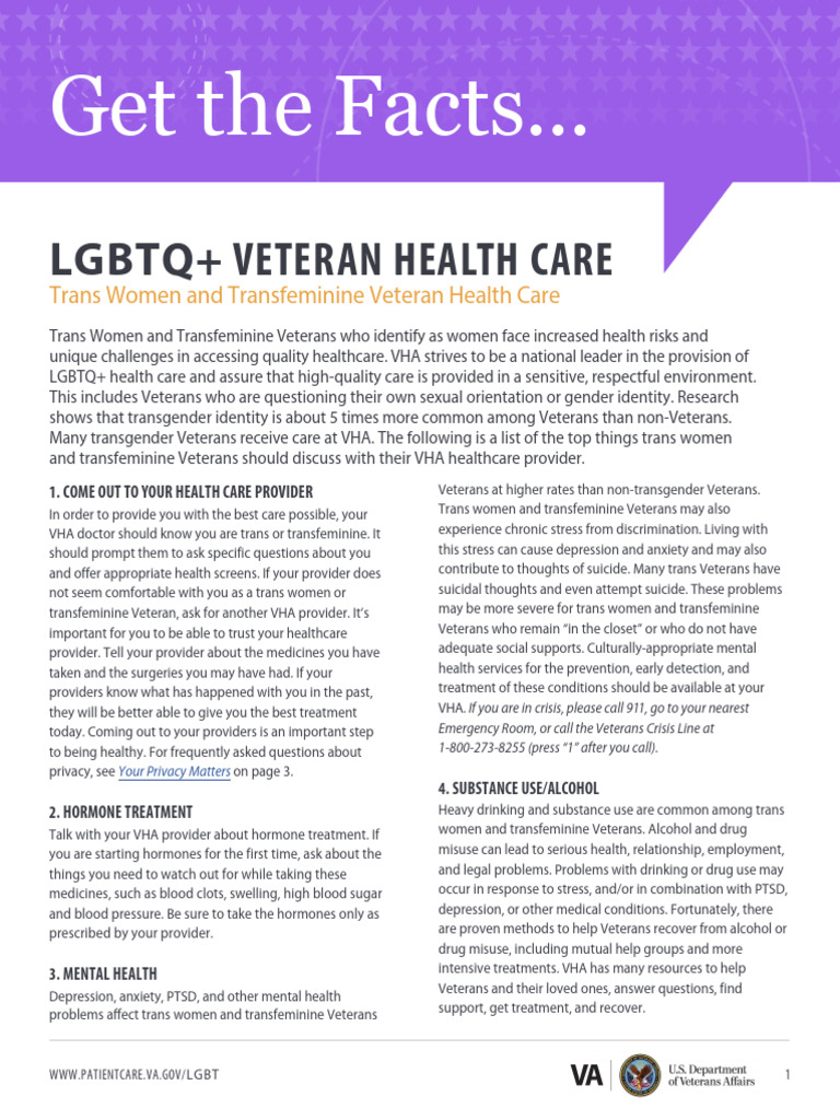 Va Pcs Lgbt Factsheet Transgender Female | PDF | Sexually Transmitted ...
