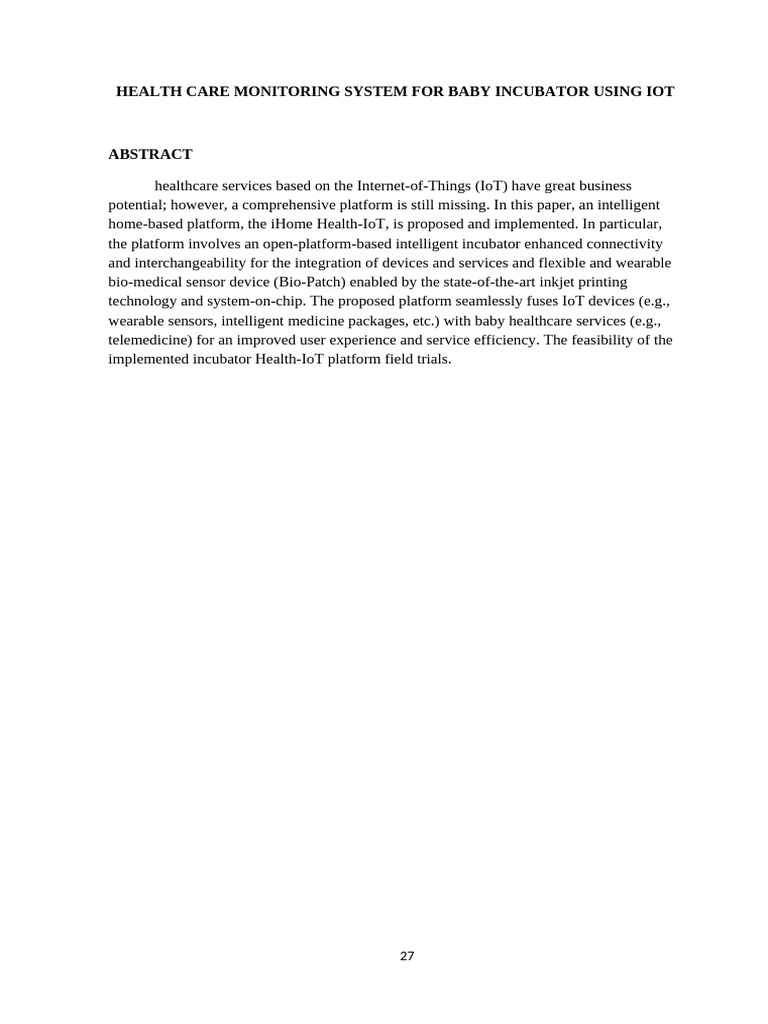 baby incubator healthiot REPORT | PDF | Internet Of Things | Monitoring ...