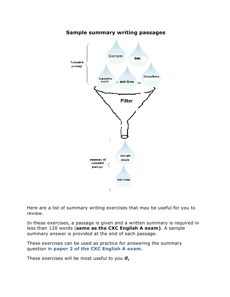 Sample Summary Writing Passages | PDF | Sentence (Linguistics) | Test ...