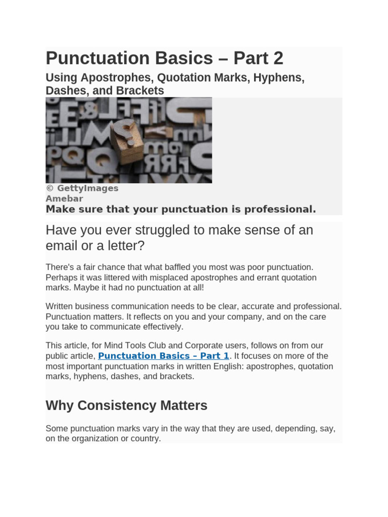 Punctuation Basics - Part 2 | PDF | Punctuation | Quotation Mark