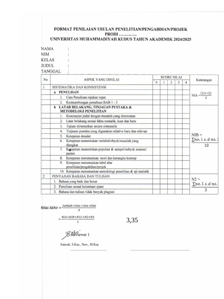 Form Penilaian Reviewer | PDF