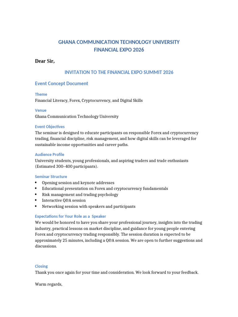 Financial Expo 2026 Main Speaker Invitation | PDF