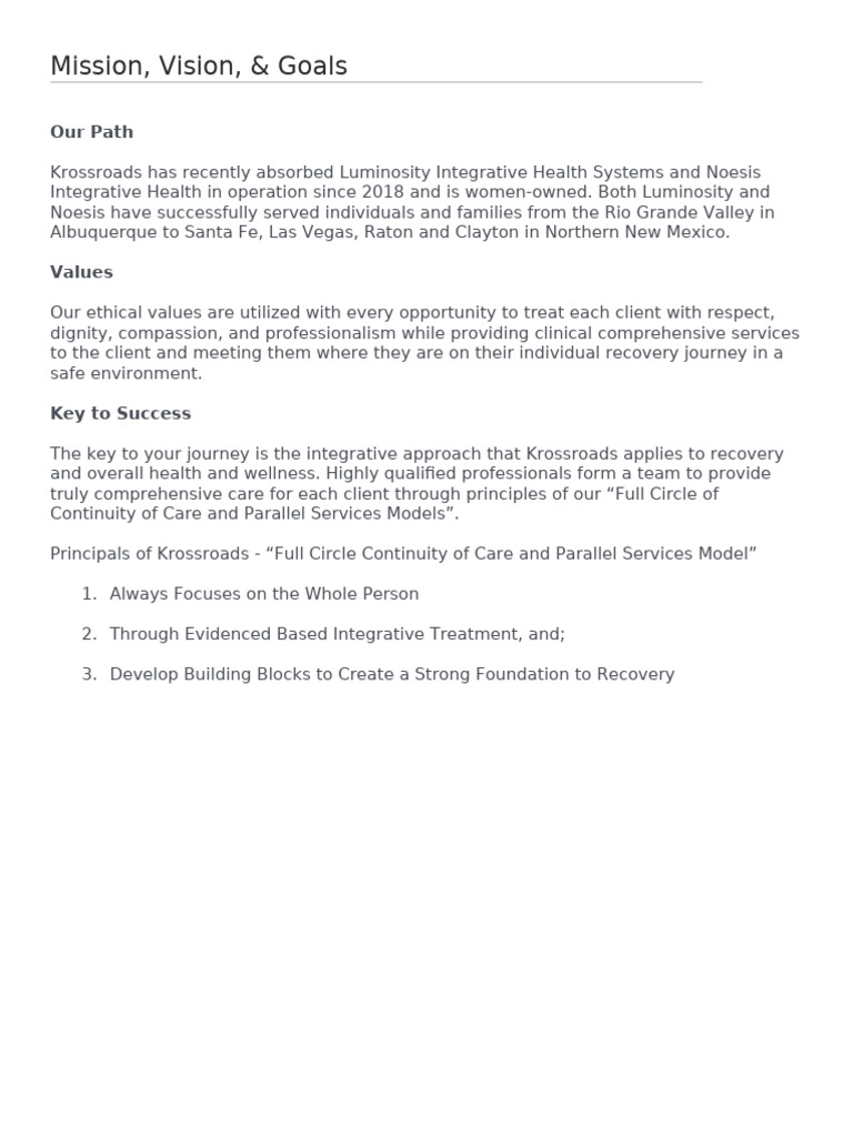 Krossroads SOP | PDF | Clinical Psychology | Mental Health