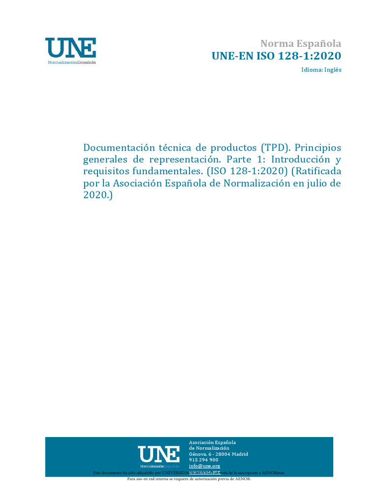 UNE-EN ISO 128-1 - 2020 - Principios Generales de Representacion ...