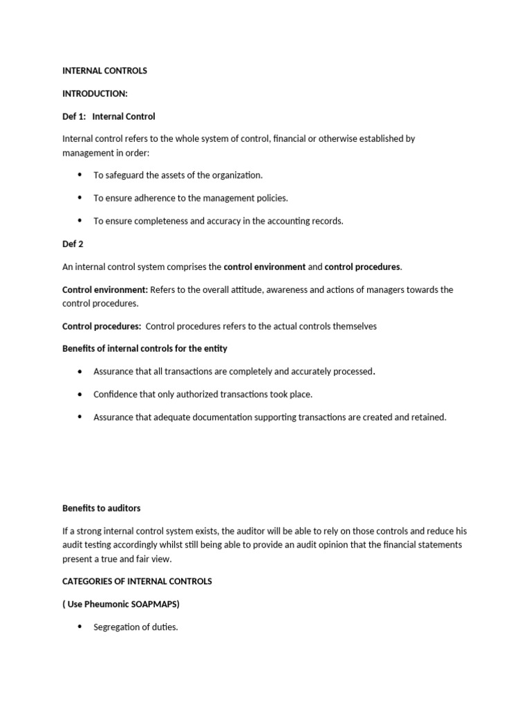 Audit Unit 4 Internal Controls | PDF | Internal Control | Audit