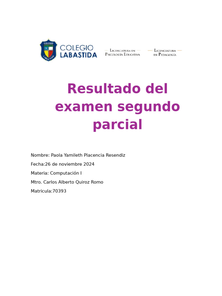 Resultado Examen Compu Segundo Parcial | PDF