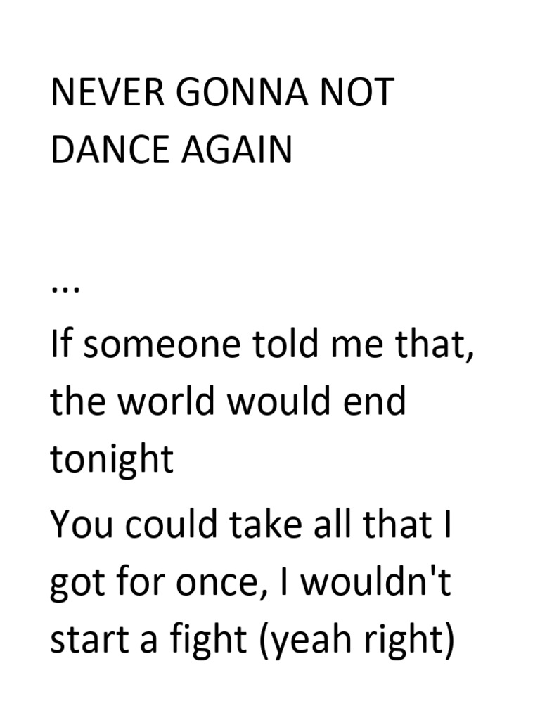 Never Gonna Not Dance Again | PDF | Recorded Music | Music Industry