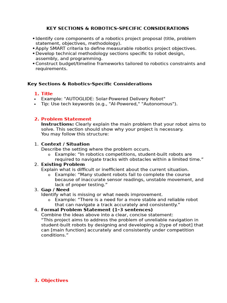 Robotics Project Proposal Guidelines | PDF | Robot | Robotics