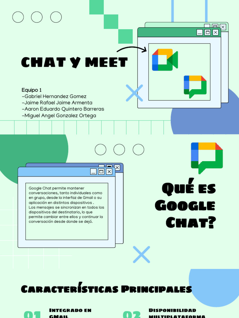 Chat y Meet Equipo 1.Pptx (1) | PDF | Chat en linea | Videotelefonía