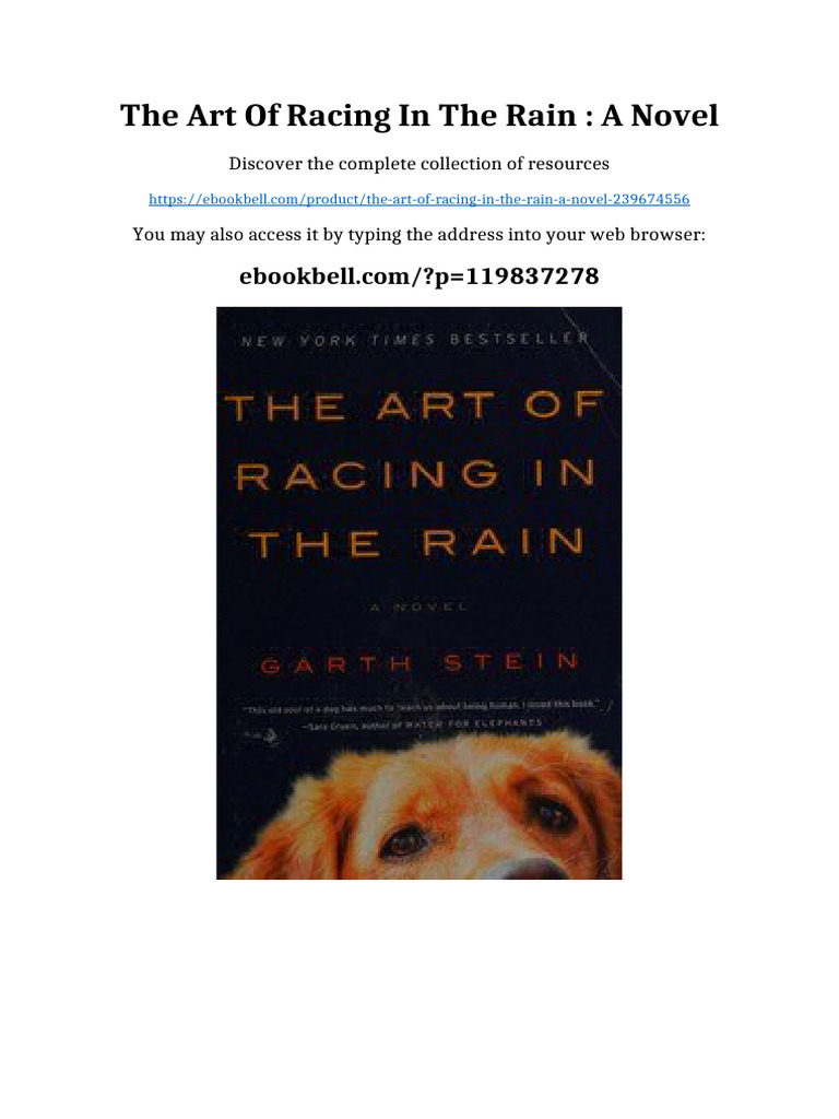 The Art of Racing in The Rain: A Novel Full | PDF | Oneness ...